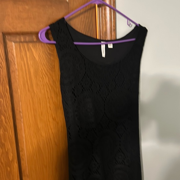 Tacera | Dresses | Black Sleeveless Laced Maxi Dress With Black Silk ...